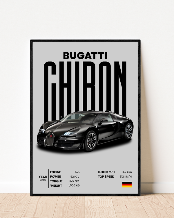 Bugatti Chiron | With Specs | Cars Wall Art – WheelsFramesHub